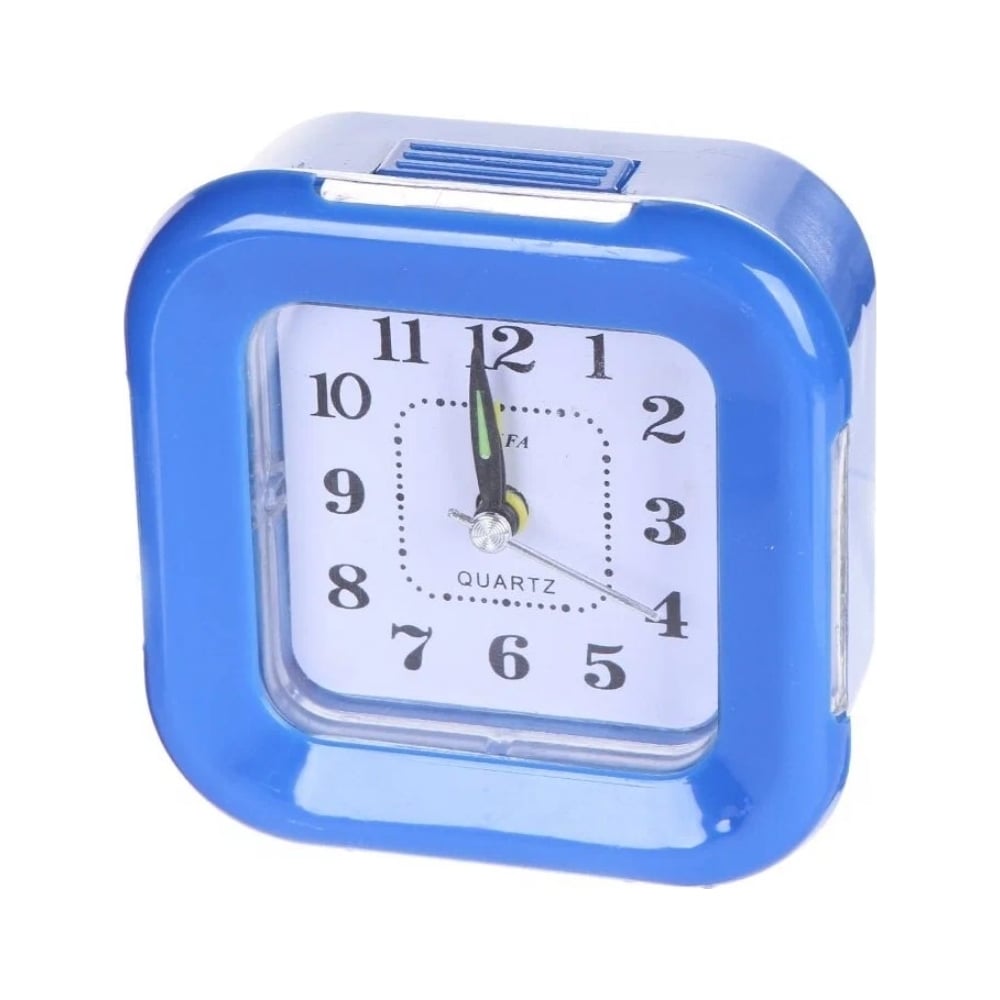 Часы-будильник PERFEO Quartz " PF-TC-003", квадратные 9,5x9,5 см, подсветка, синие 30015200 ...