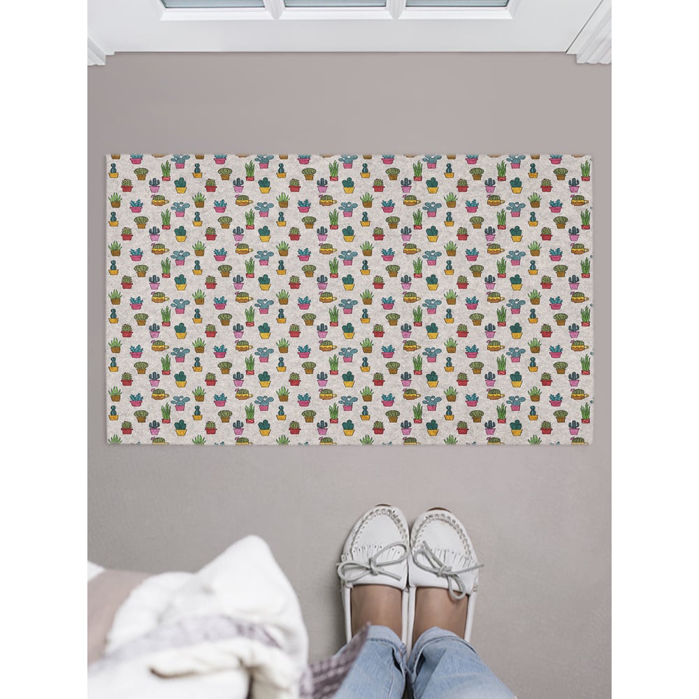 Придверный коврик в прихожую JOYARTY с принтом Кактусы в горшке, 45х75 см door_423251 - выгодная ...
