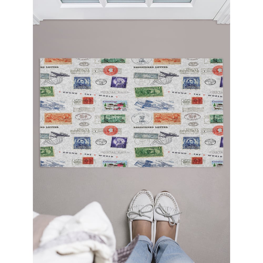 Придверный коврик в прихожую JOYARTY с принтом Почтовые марки, 45х75 см door_423729 - выгодная ...