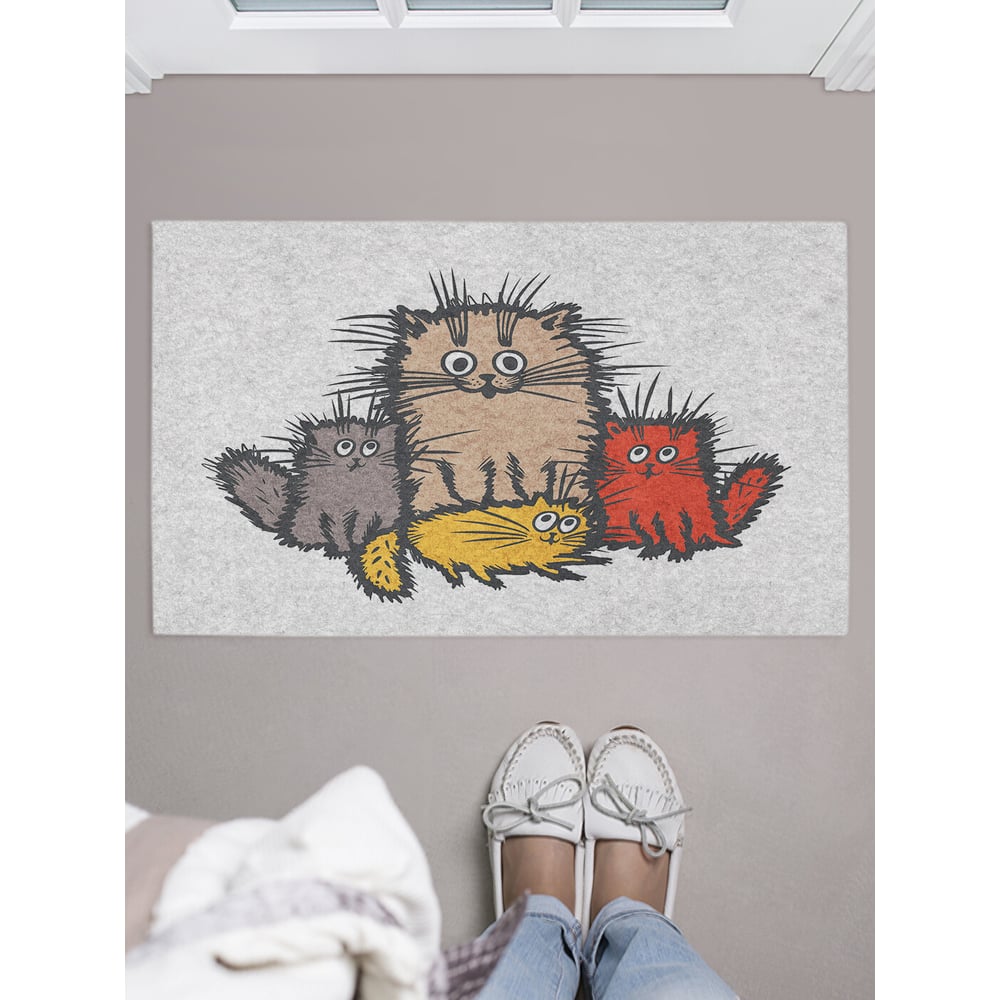 Придверный коврик в прихожую JOYARTY с принтом Озорные коты, 45х75 см door_425500 - выгодная ...