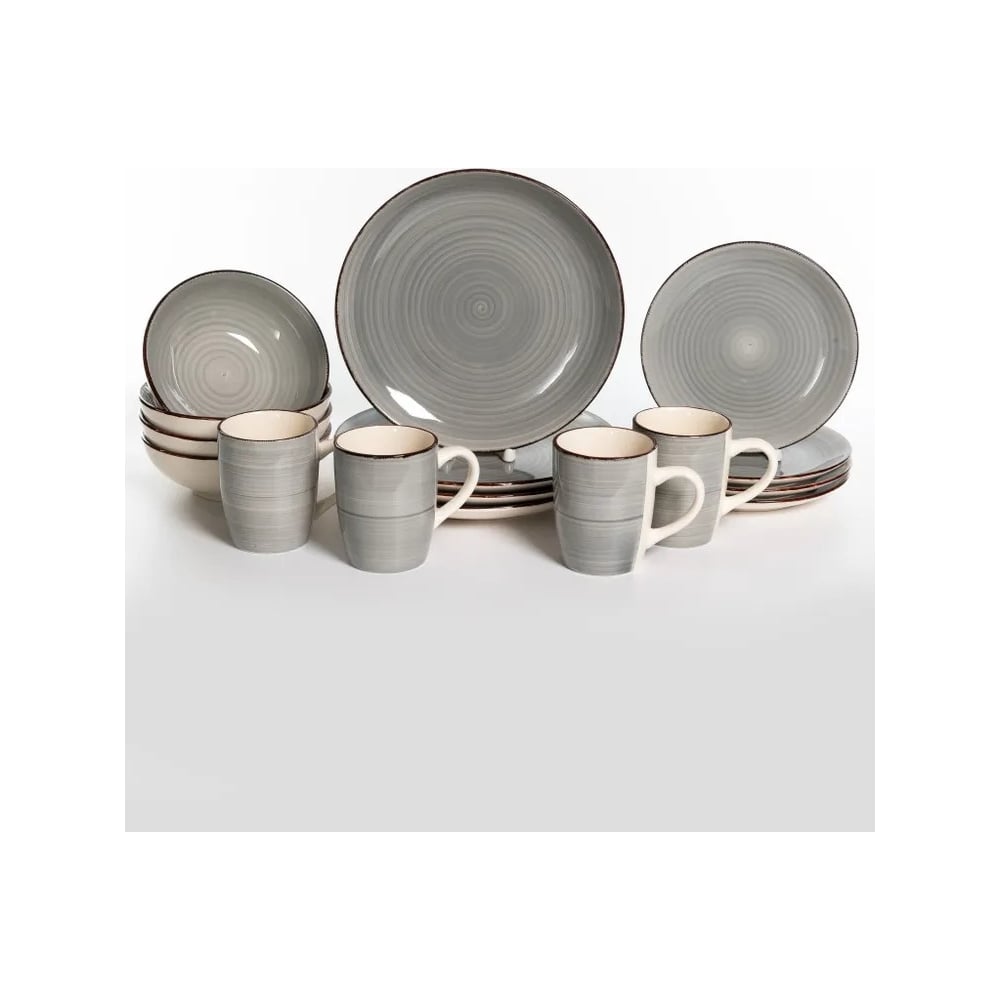 Столовый набор Elrington АЭРОГРАФ СВЕТЛЫЙ ГРАФИТ, 16 4 мелкие тарелки ...