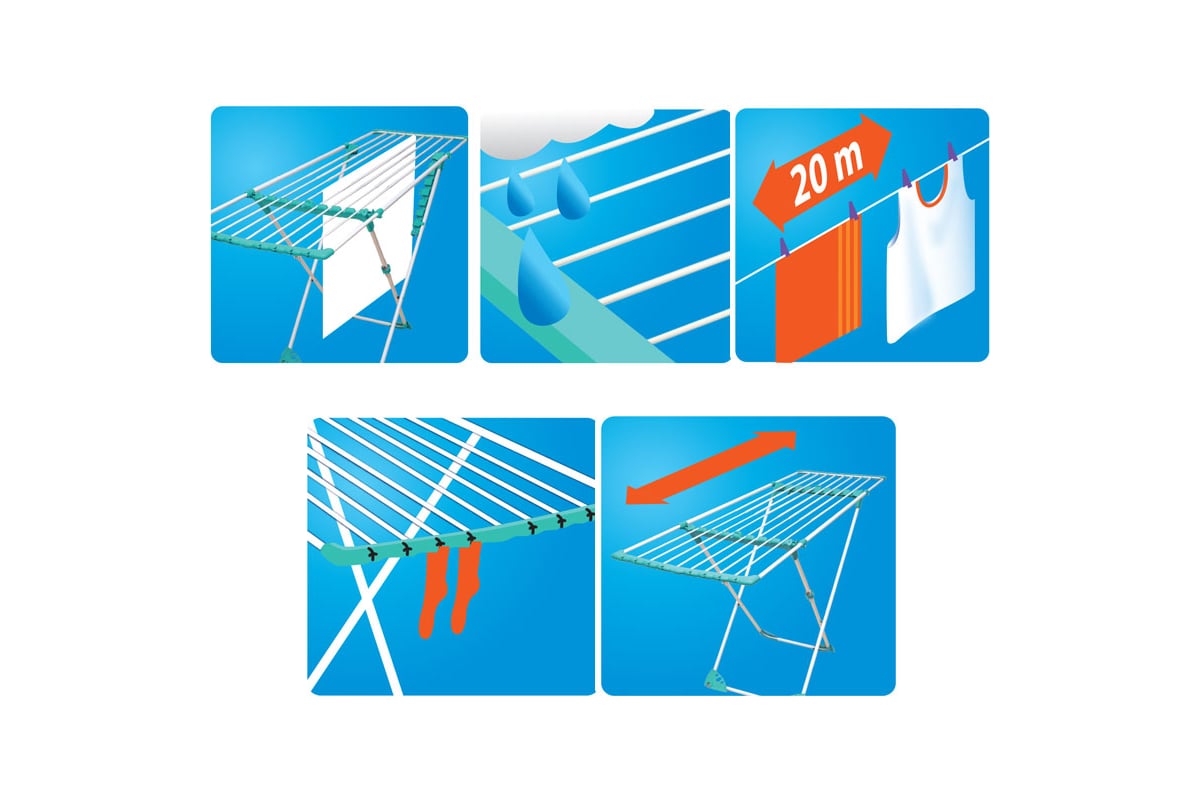 Напольная сушилка для белья Hausmann Aura Deluxe X 190x56x95см HM-XL ...
