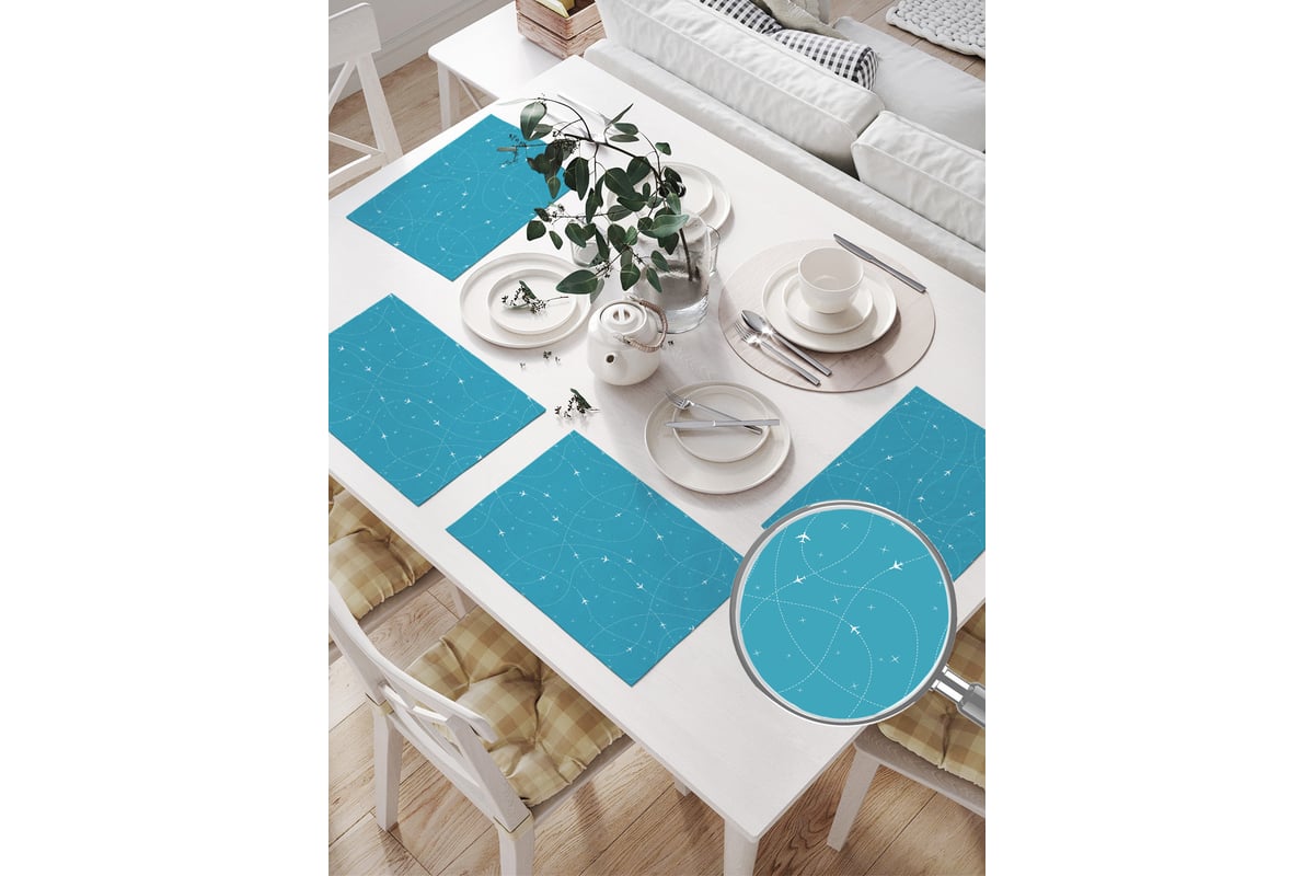 Салфетки на стол для сервировки JoyArty прямоугольные, плейсмат Траектория полета, 32x46 см, в ...