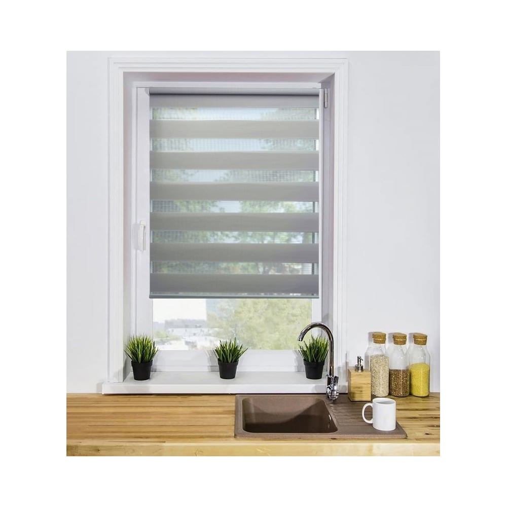 Рулонная штора LM DECOR день-ночь lb 10-17 серый 110x160 см 1017110 ...