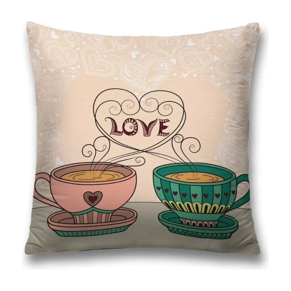 Декоративная наволочка JoyArty Чайная пара 45x45 см, на молнии sl_378829 - выгодная цена, отзывы ...