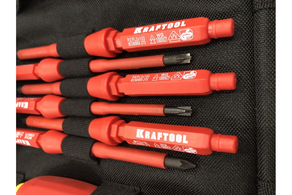 Набор высоковольтных отверток KRAFTOOL Х-Drive Electro 18 предм. 220092 ...