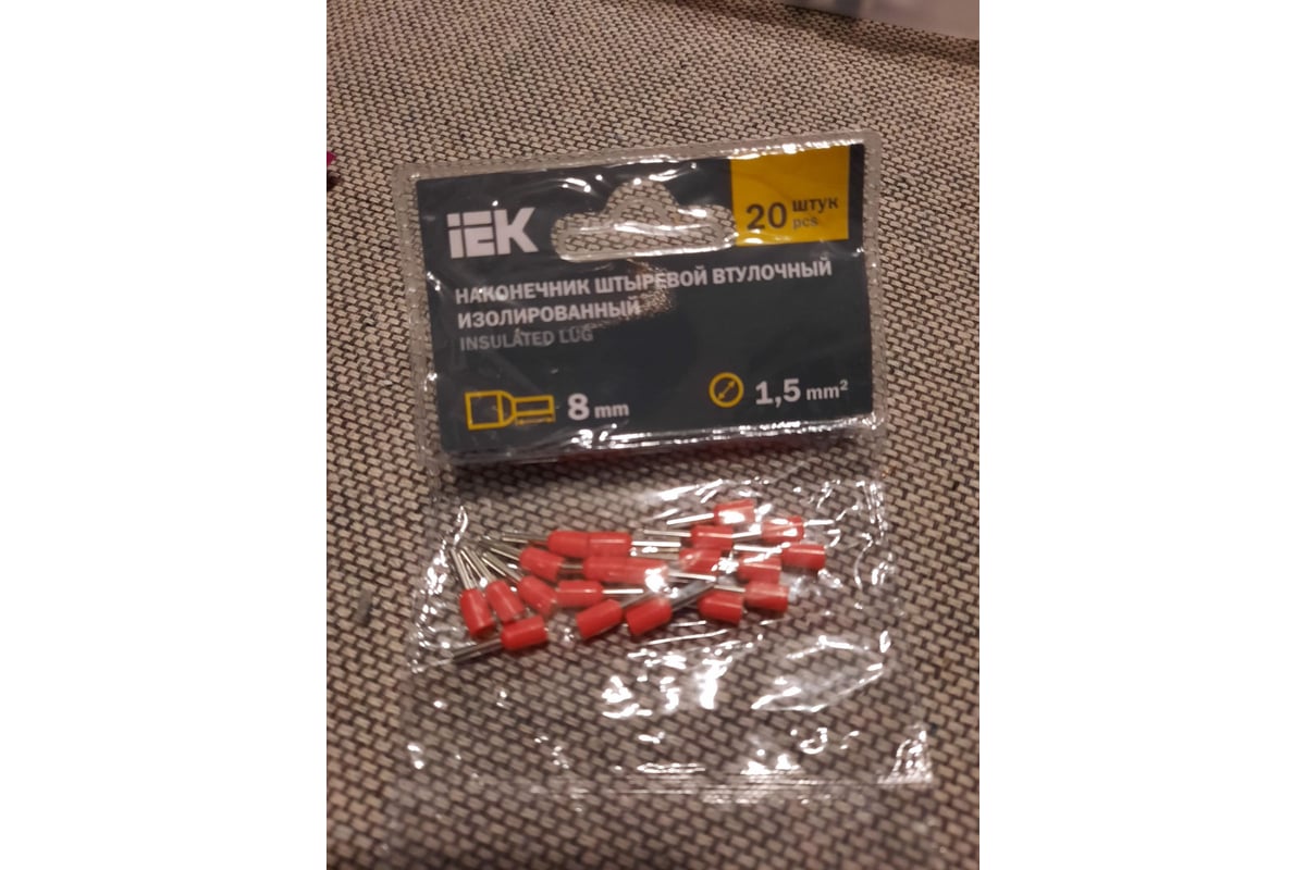 Наконечник-гильза IEK, Е1508 1,5мм 2 красный 20шт UGN10-4-D15-03-08 ...
