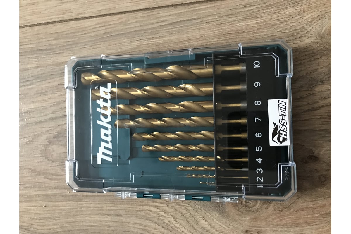 Набор сверл по металлу HSS-TiN Economy 10 шт.,1-10 мм Makita D-72849 ...