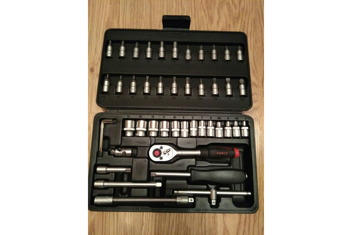 Набор инструмента с 6-ти гранными головками FORCE 1/4 46 предметов 2462 ...