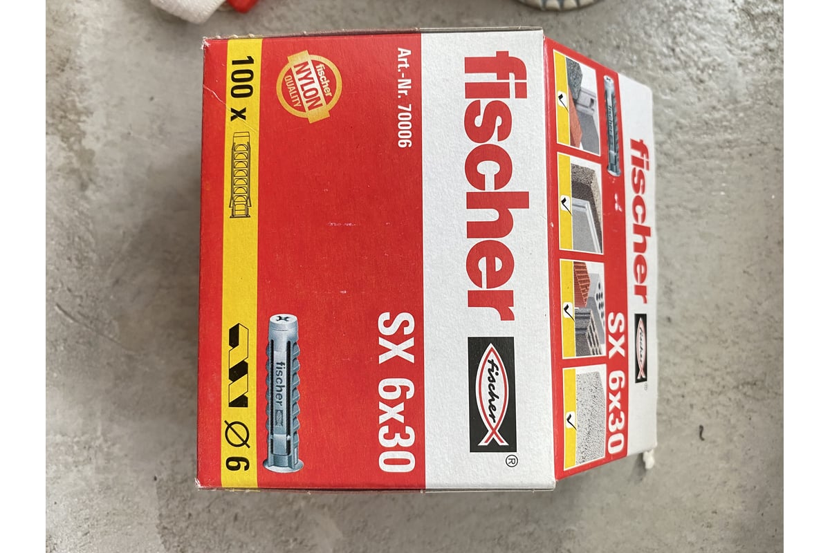 Дюбель для полнотелых материалов SX 6X30 Fischer 70006 - выгодная цена ...