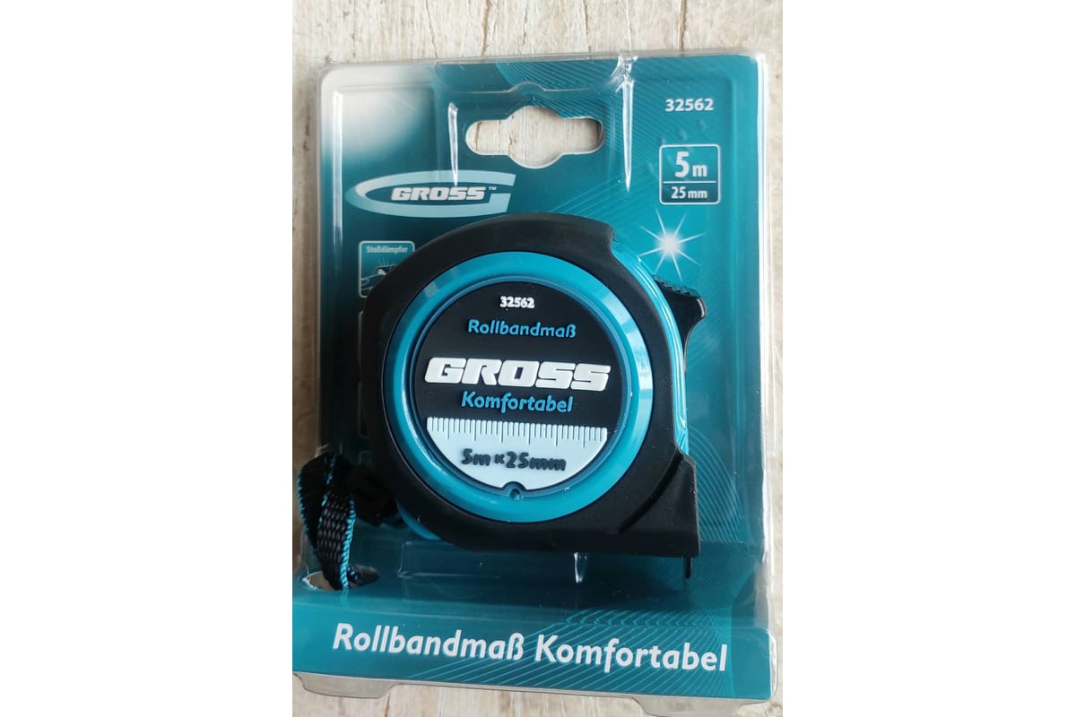 Рулетка Komfortabel, 5 м х 25 мм обрезиненный корпус GROSS 32562 ...
